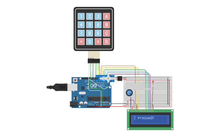 Circuit design KEYPAD WITH LCD - Tinkercad