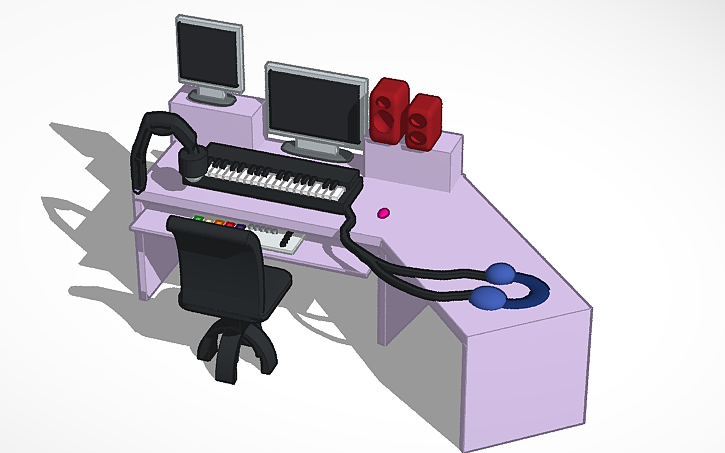 3D design escritorio con estudio de musica | Tinkercad