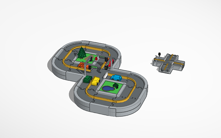 3D design interactive road and intersection (Updated) - Tinkercad