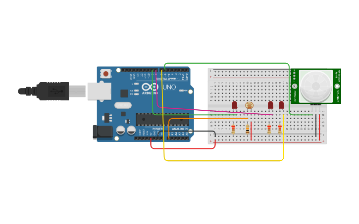 Circuit design Smart Street Lights | Tinkercad