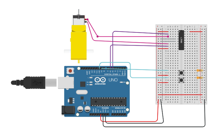 Circuit design MOTOR DC - Tinkercad
