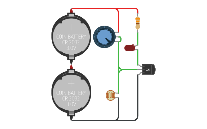 Circuit design CAMAT - Practice Circuit. Light Dependent Switch - Tinkercad