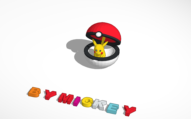 3D design pikachu inside Pokeball | Tinkercad