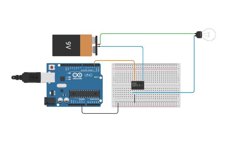 Circuit design rele arduino lampada - Tinkercad
