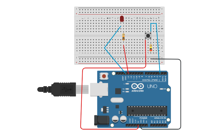 Circuit design IF con Pulsador | Tinkercad