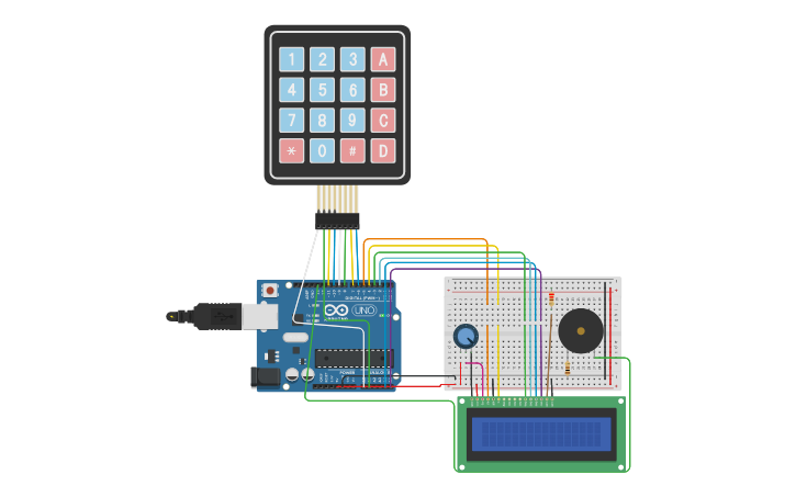 Circuit design Copy of Print 4x4 Keypad Input to LCD | Tinkercad