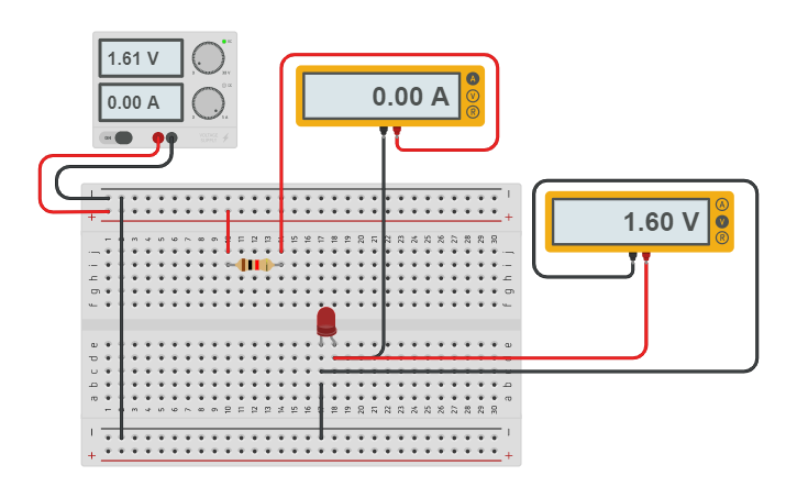 Circuit design Experiment 1 (LED) Physics - Tinkercad