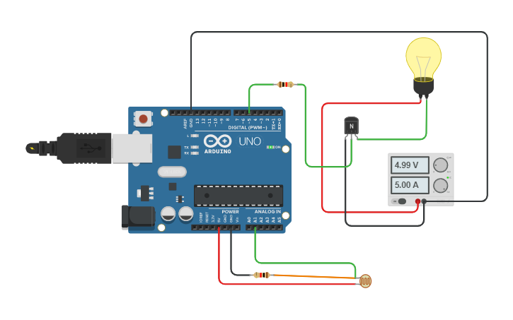 Circuit design Automatic Street Light System - Tinkercad