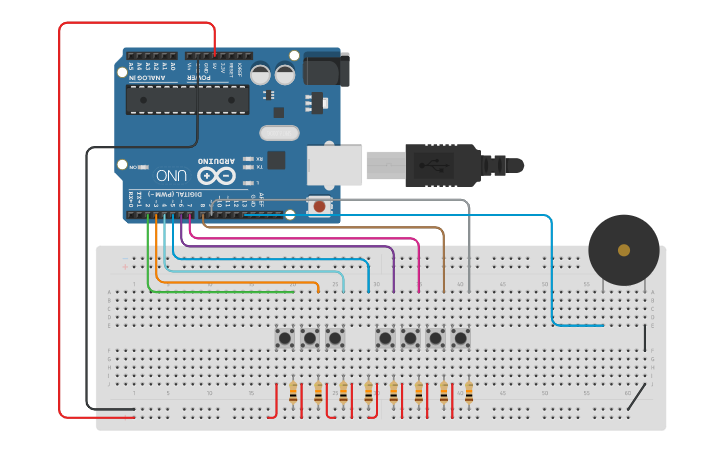 Circuit design Copy of Arduino Piano | Tinkercad