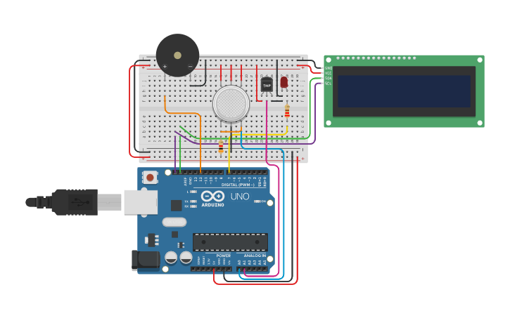 Circuit design Alarm System - I2C LCD - Arduino - Tinkercad