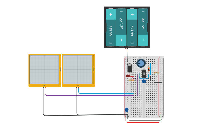 Circuit design Astable 555 timer | Tinkercad