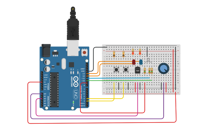 Circuit design Arduino basique - Tinkercad