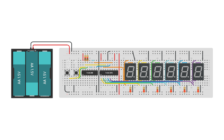 Circuit design Memory and Display (starter7Segment) - Tinkercad