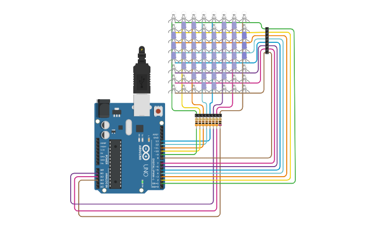 Circuit design led_matrix_emoji - Tinkercad
