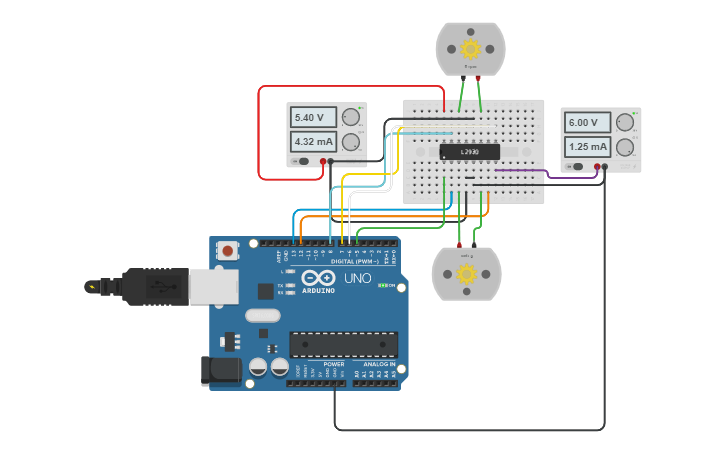 Circuit design L293D motorvezérlő | Tinkercad