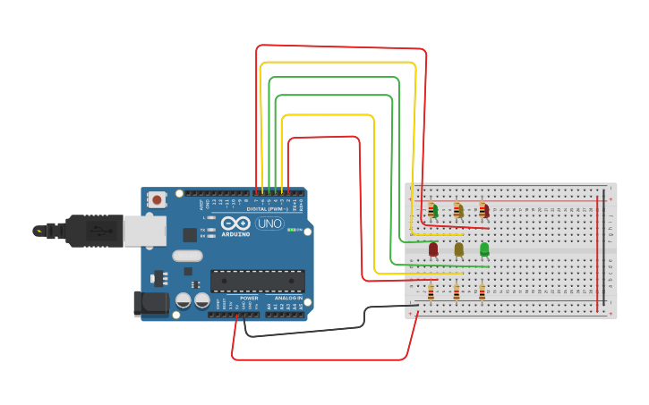 Circuit design Circuitos de luces | Tinkercad