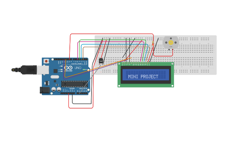 Circuit Design Temperature Based Fan Speed Control Using Arduino Tinkercad