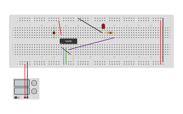 Circuit design OR Gate using NOR | Tinkercad