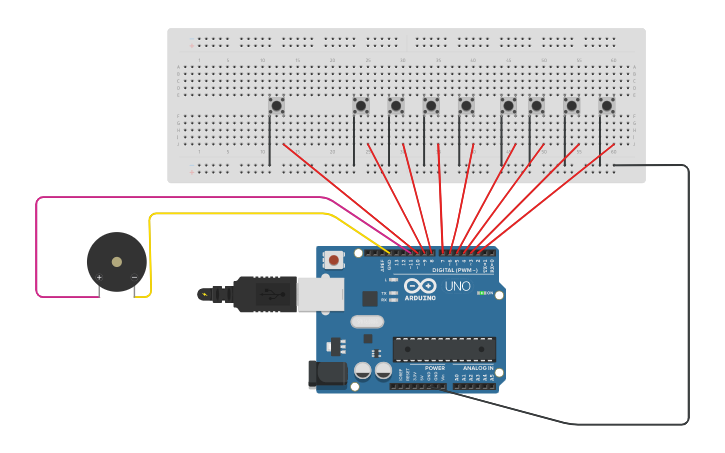 Circuit design Piano - Tinkercad