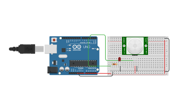 Circuit design MOTION DETECTOR - Tinkercad