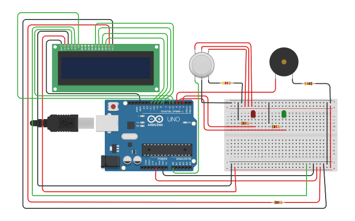 Circuit design Gas Sensor Alarm - Tinkercad
