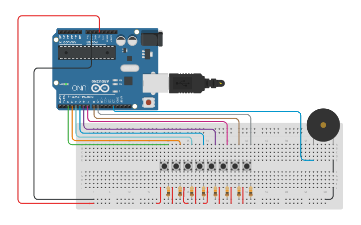 Circuit design Arduino Piano - Lab 5 , Activity 2 | Tinkercad