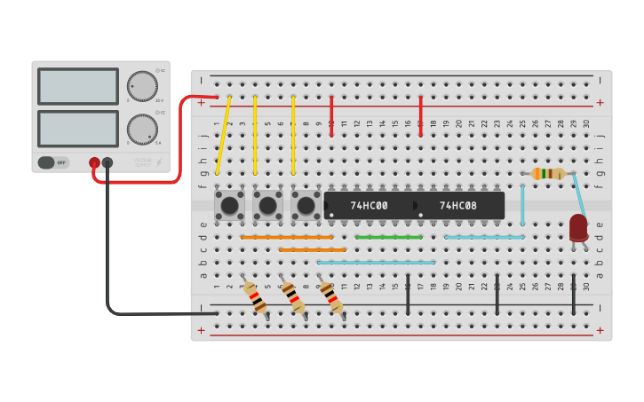 Circuit design Circuito con compuertas NAND y AND - Tinkercad