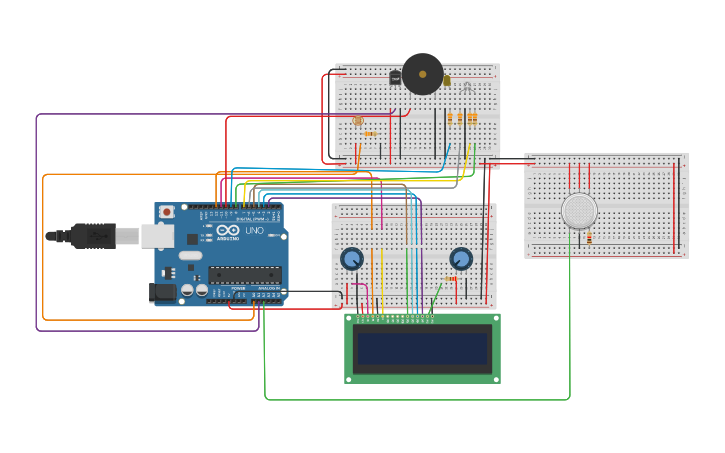 Circuit design Weather Monitoring and alert system - Tinkercad
