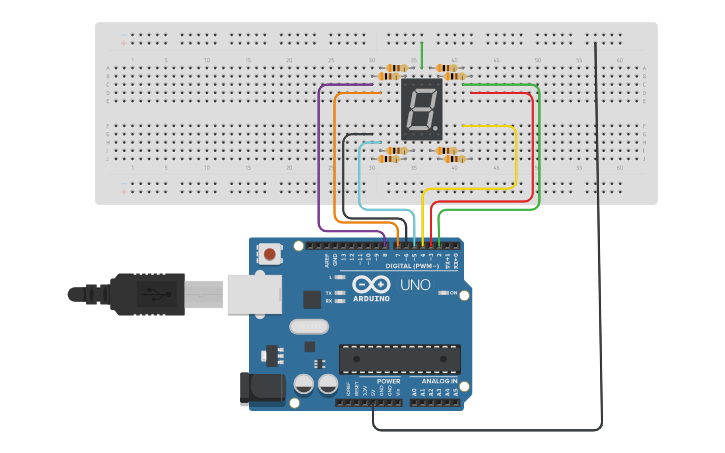 Circuit design display a 7 segmenti - Tinkercad