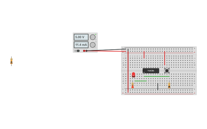 Circuit design porta logica not | Tinkercad