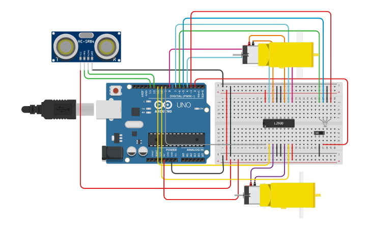 Circuit design Obstacle Avoidance Robot - Tinkercad