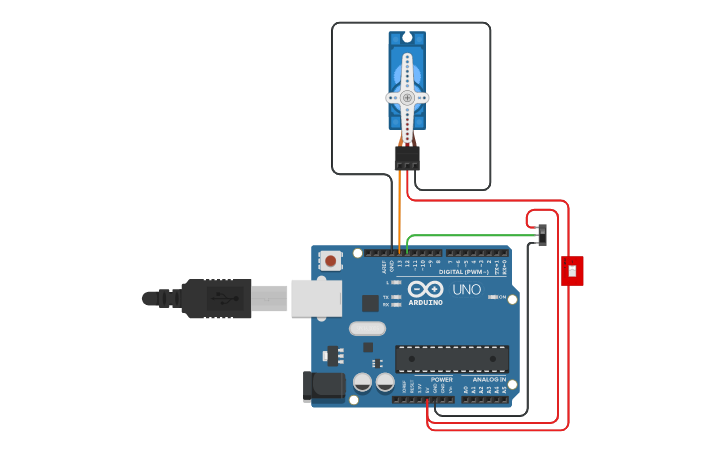 Circuit design Simple Servo with Switches | Tinkercad