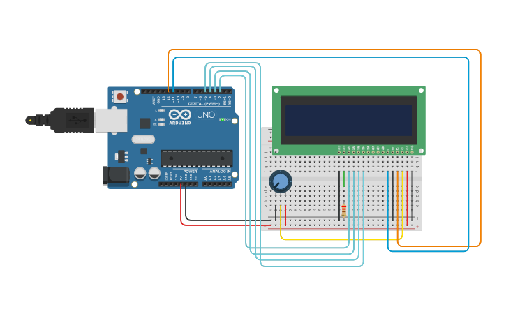 Circuit design Projeto 6 - LCD (Gui) | Tinkercad