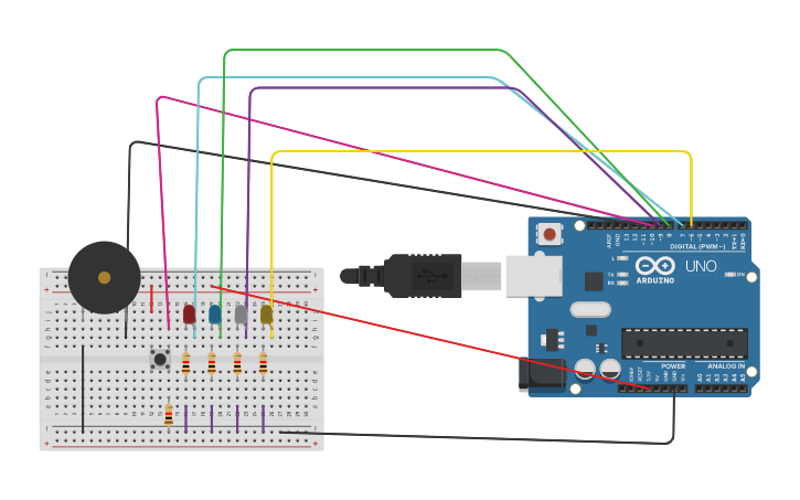 Circuit design Taller arduino pulsador - Tinkercad