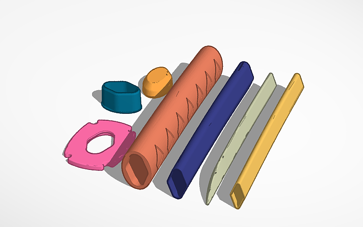 3D design collapsing curved katana - Tinkercad