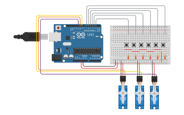 Circuit design brazo robotico - Tinkercad