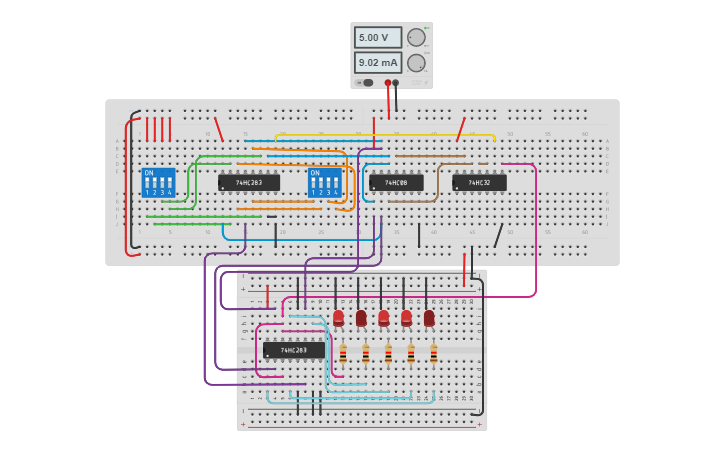Circuit design BCD ADDER - Tinkercad