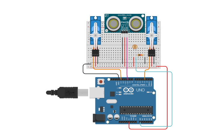 Circuit design Smart Window and Door System - Tinkercad