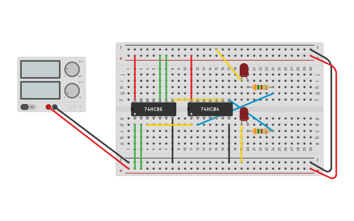 Circuit design Gerbang logika XNOR 2 input - Tinkercad