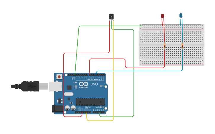 Circuit design Temperature Sensor. - Tinkercad