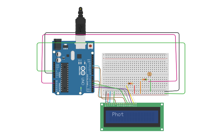 Circuit design photoresistor | Tinkercad