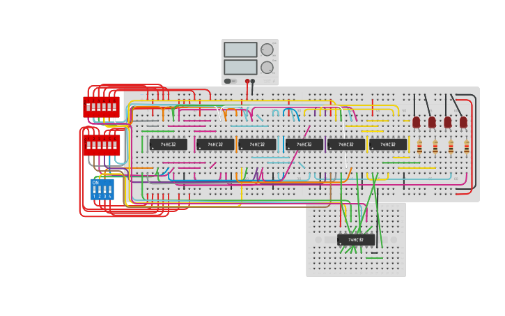 Circuit design Hexadecimal to binary - Tinkercad
