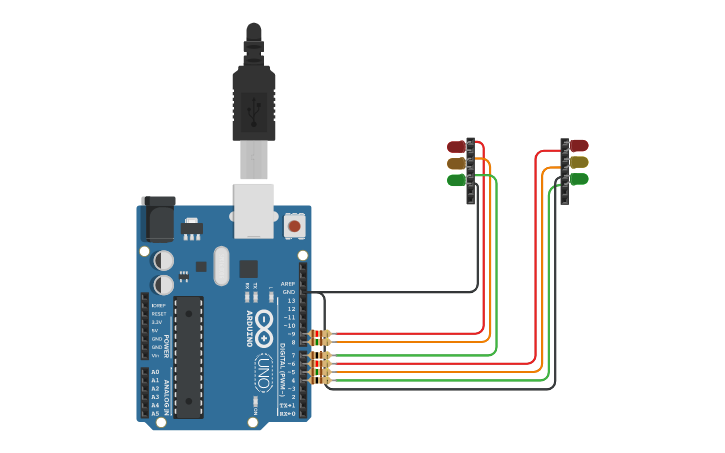 Circuit Design Feux Tricolore Avec Arduino Tinkercad