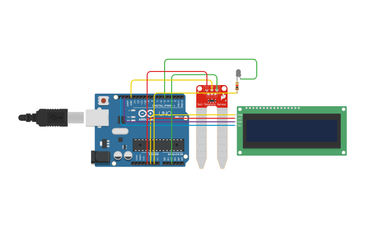 Circuit design Soil Moisture Detector Sensor - Tinkercad