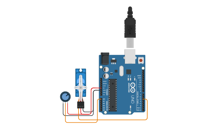 Circuit design Controlando servo com potenciômetro | Tinkercad