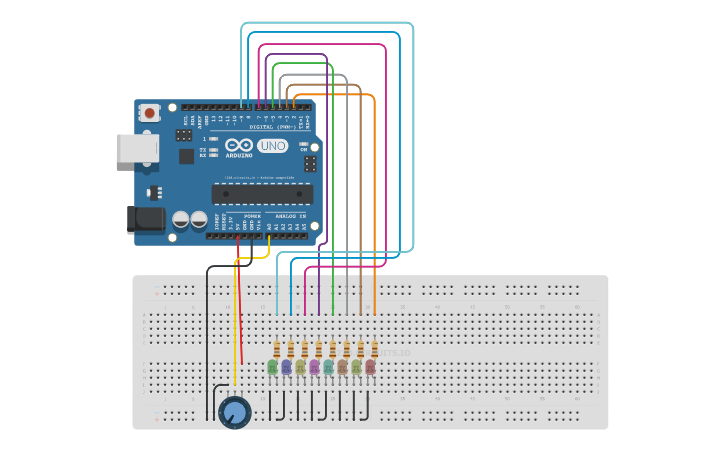 Circuit design Blinky speed control - Tinkercad