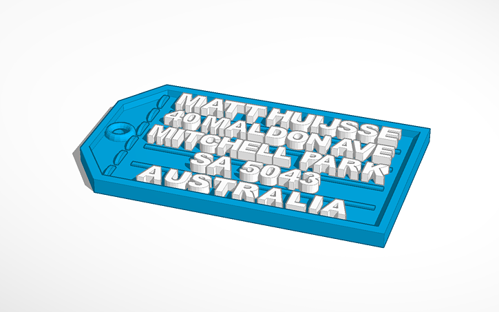 3D design Matt bag tag - Tinkercad