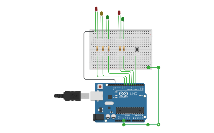 Circuit design Traffic Light - Tinkercad