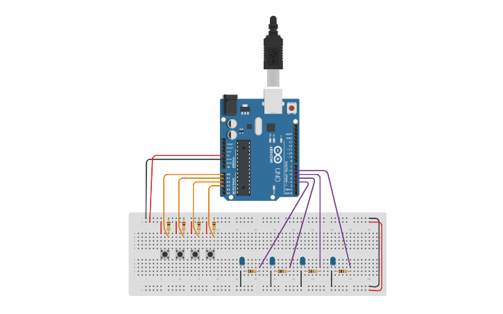 Circuit Design Leds Con Pulsadores Tinkercad