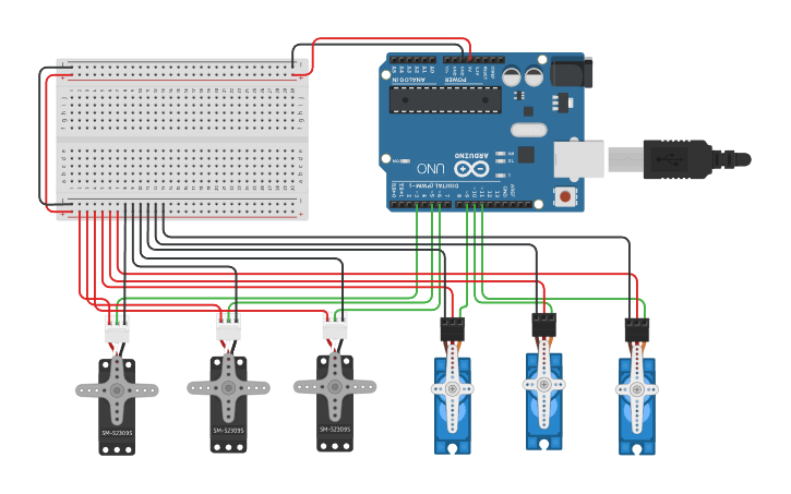 Circuit Design Servomotores Tinkercad